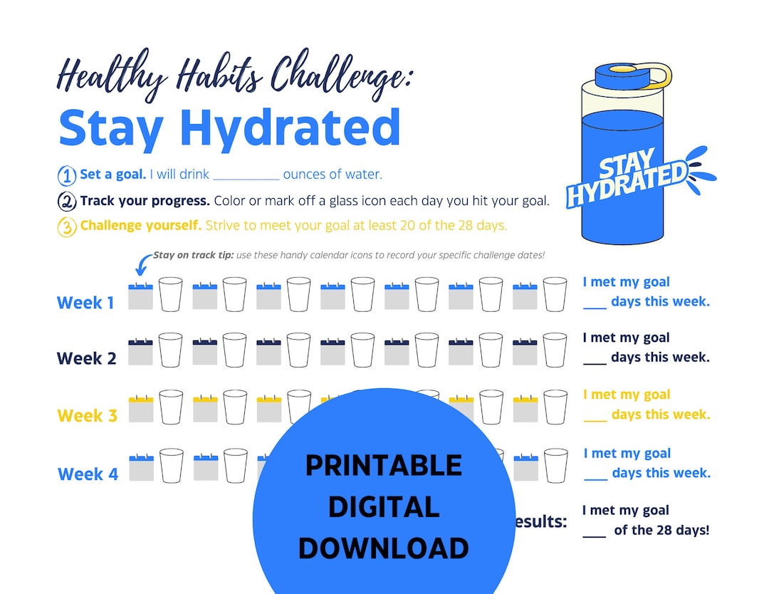 Drink More Water - Stay Hydrated Challenge - 28 Day Healthy Habits ...