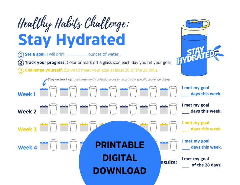 Drink More Water - Stay Hydrated Challenge - 28 Day Healthy Habits ...