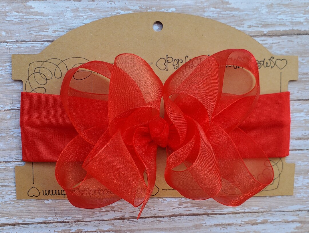 Large Double Layer Red Organza Ribbon Boutique Style Hair Bow on ...