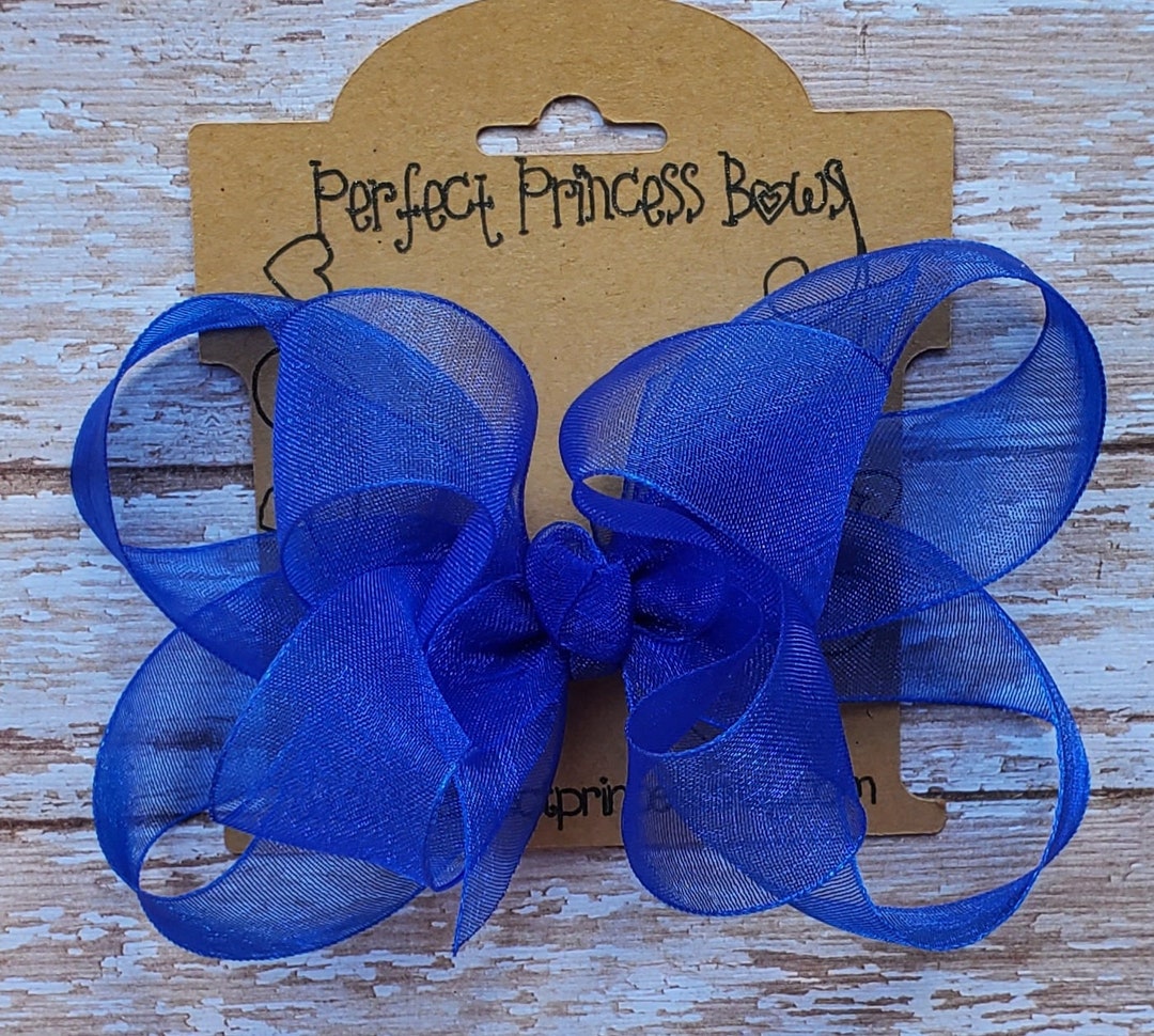 Royal Blue 4 Inch Double Layer Loopy Style Sheer Organza Hair Bow - Etsy