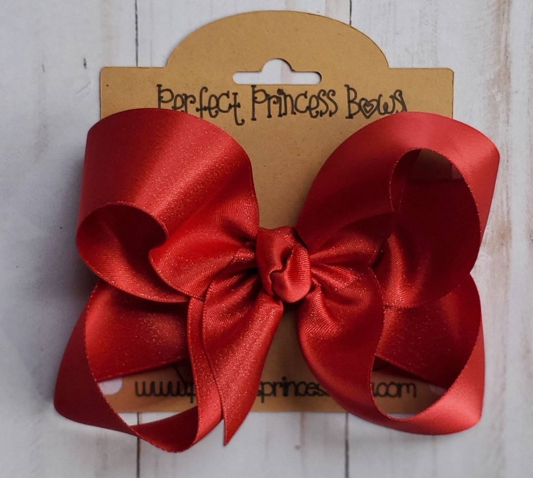 Scarlet Red Stardust Satin Boutique Hair Bow - Your Choice of 4 Inch or ...