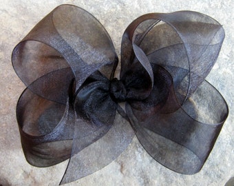 X Large KING Size Sheer Organza Hair Bow in Ivory - Etsy