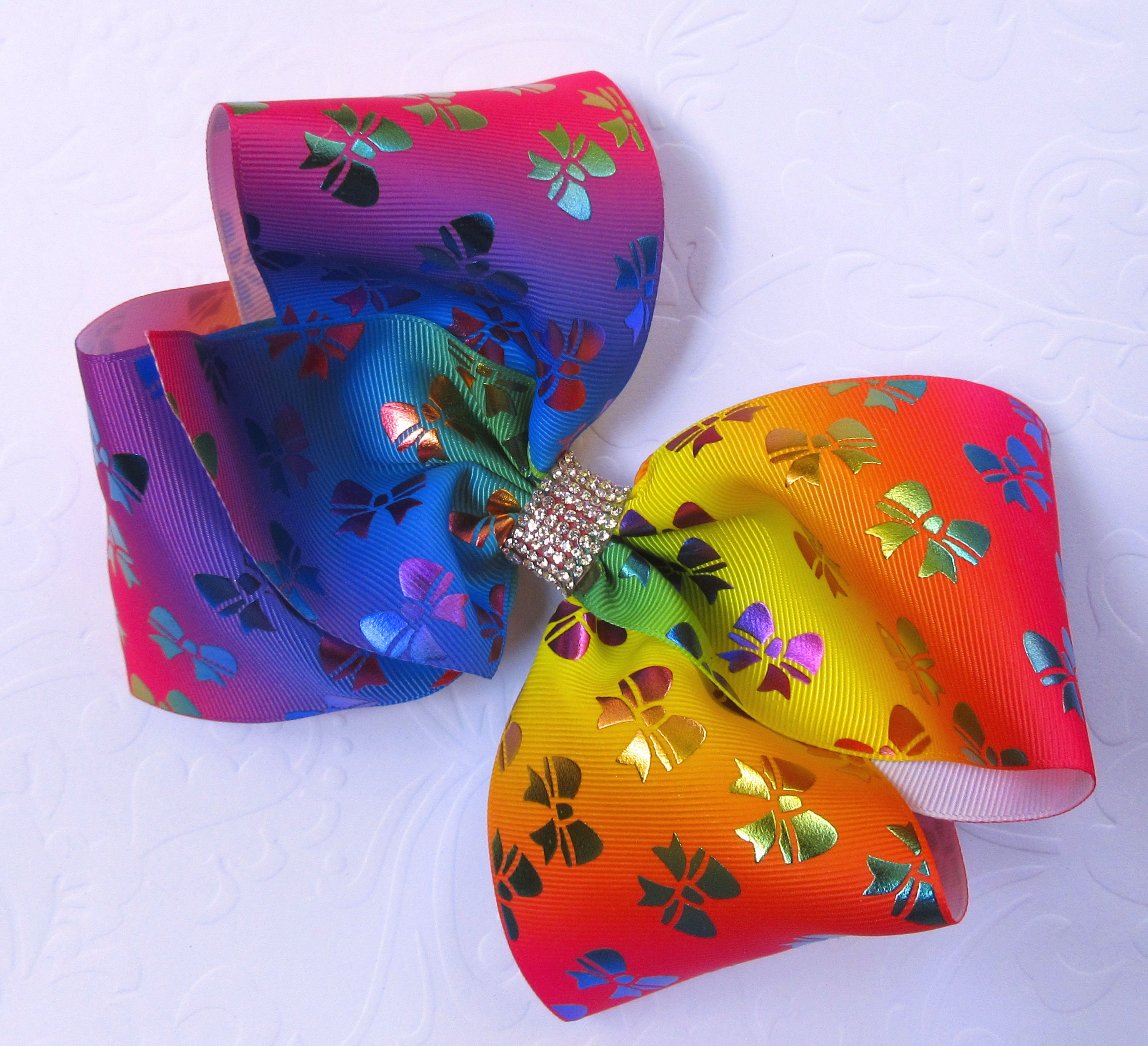Large 6 Inch Ombre Rainbow With Shiny Foil Bows Grosgrain - Etsy