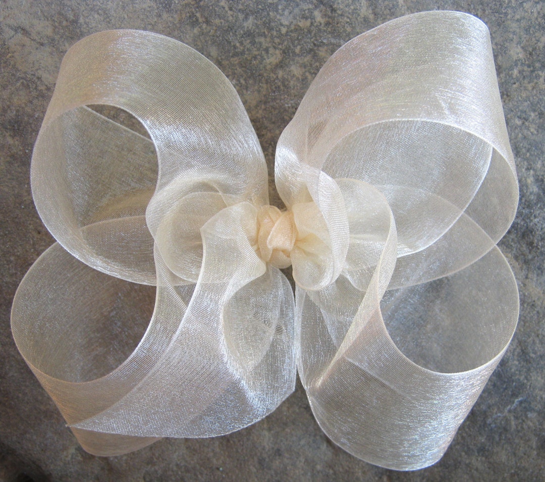 X Large KING Size Sheer Organza Hair Bow in Ivory - Etsy