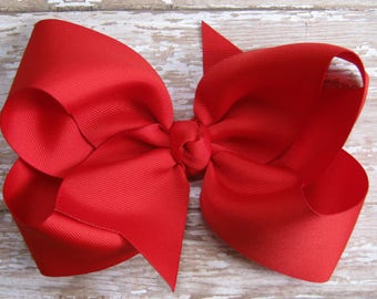 Large 6 Inch Size Grosgrain Hair Bow in Solid White Big Girls Boutique ...