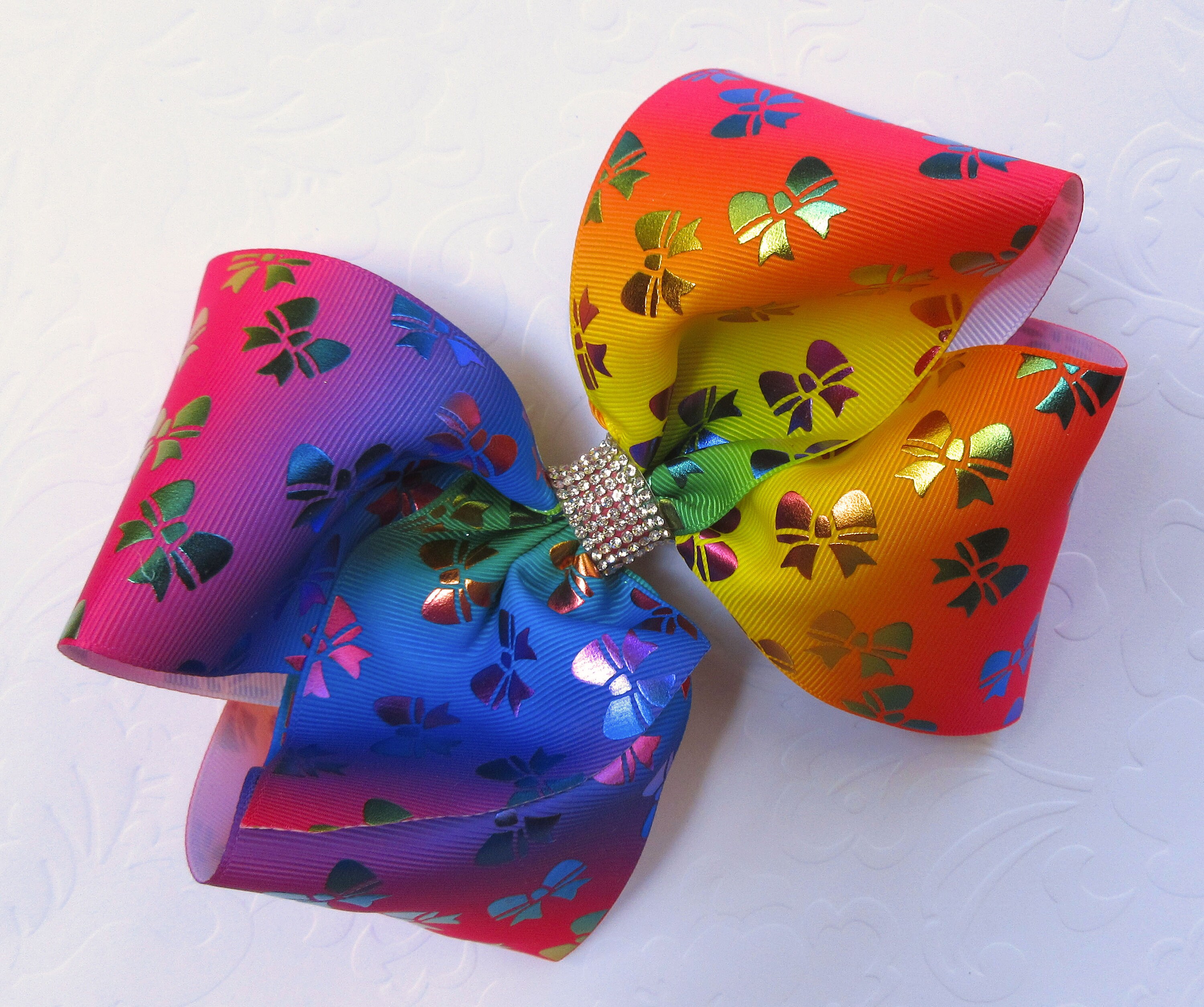 Large 6 Inch Ombre Rainbow With Shiny Foil Bows Grosgrain - Etsy