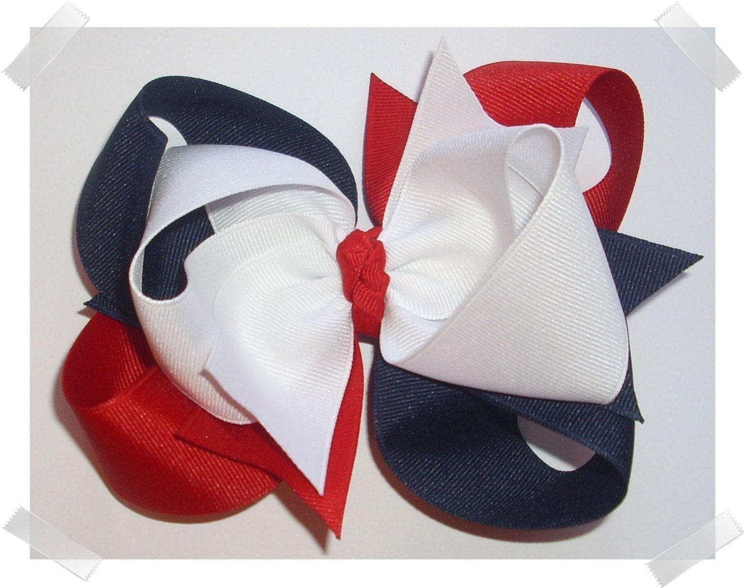 Large 5 Inch Triple Loop Grosgrain Hair Bow in Red White and - Etsy