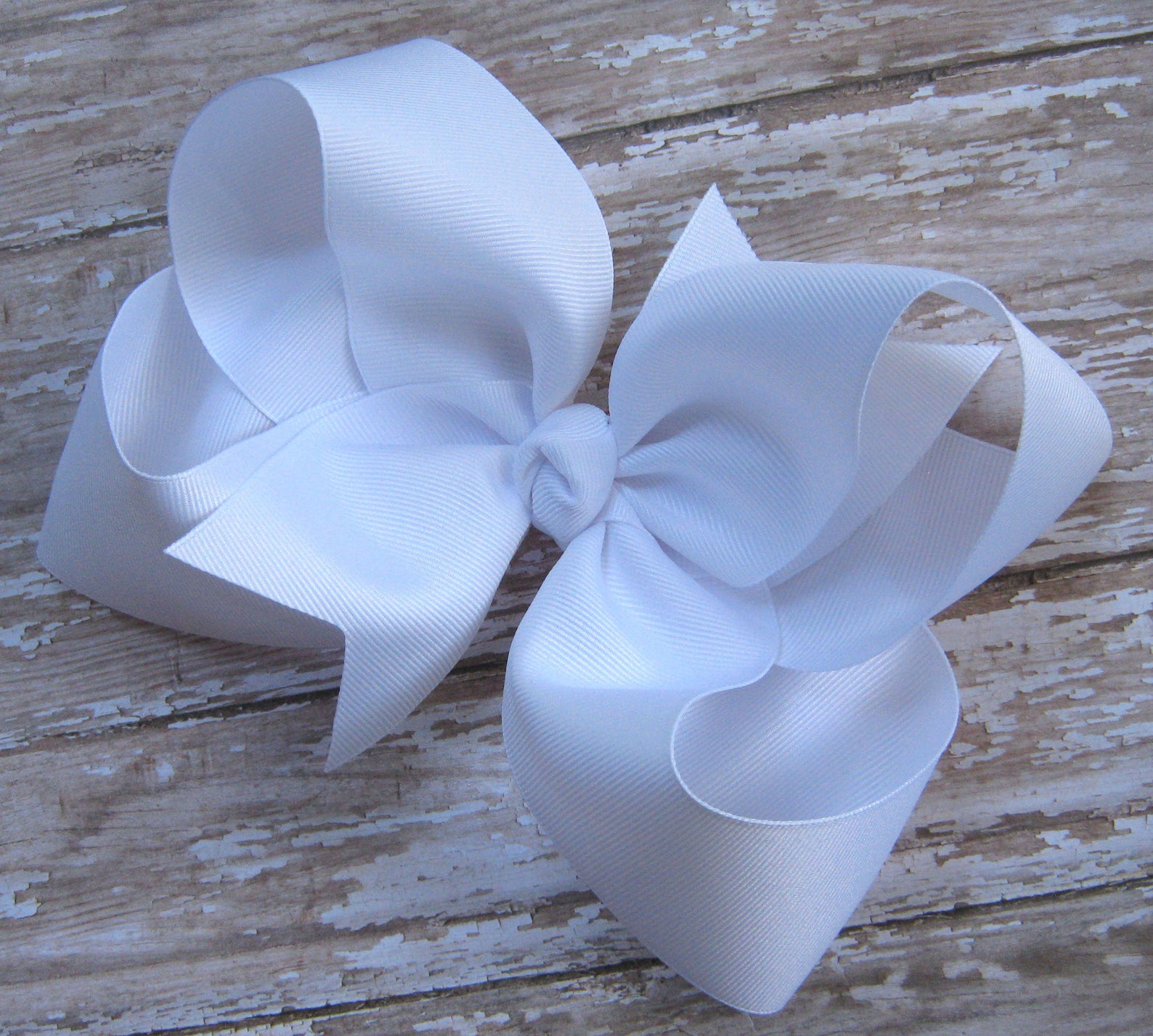 Large 6 Inch Size Grosgrain Hair Bow in Solid White Big Girls Boutique ...