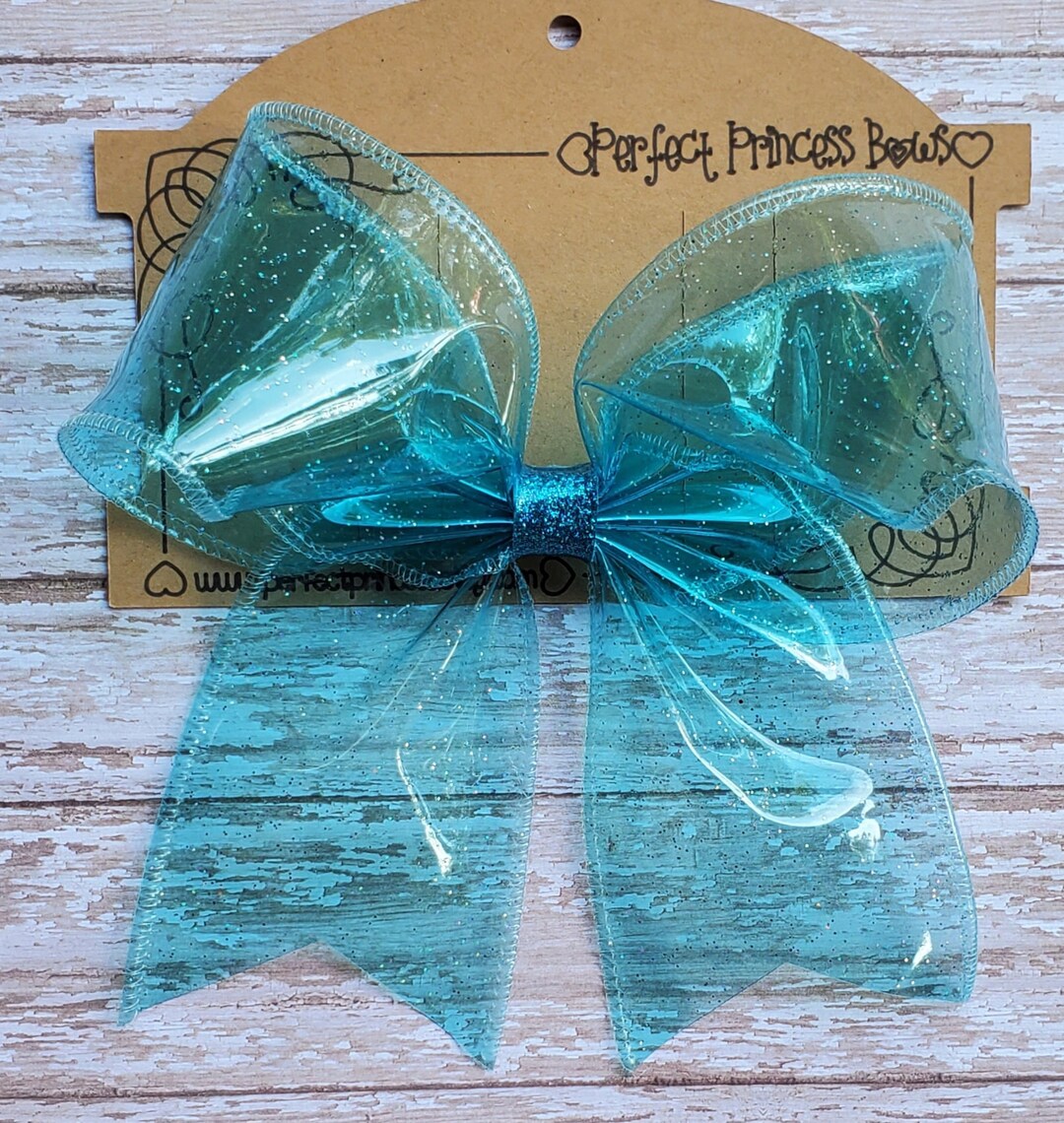 Large Waterproof Pool Bow - Turquoise Blue Jelly Hair Bow for Swimming ...