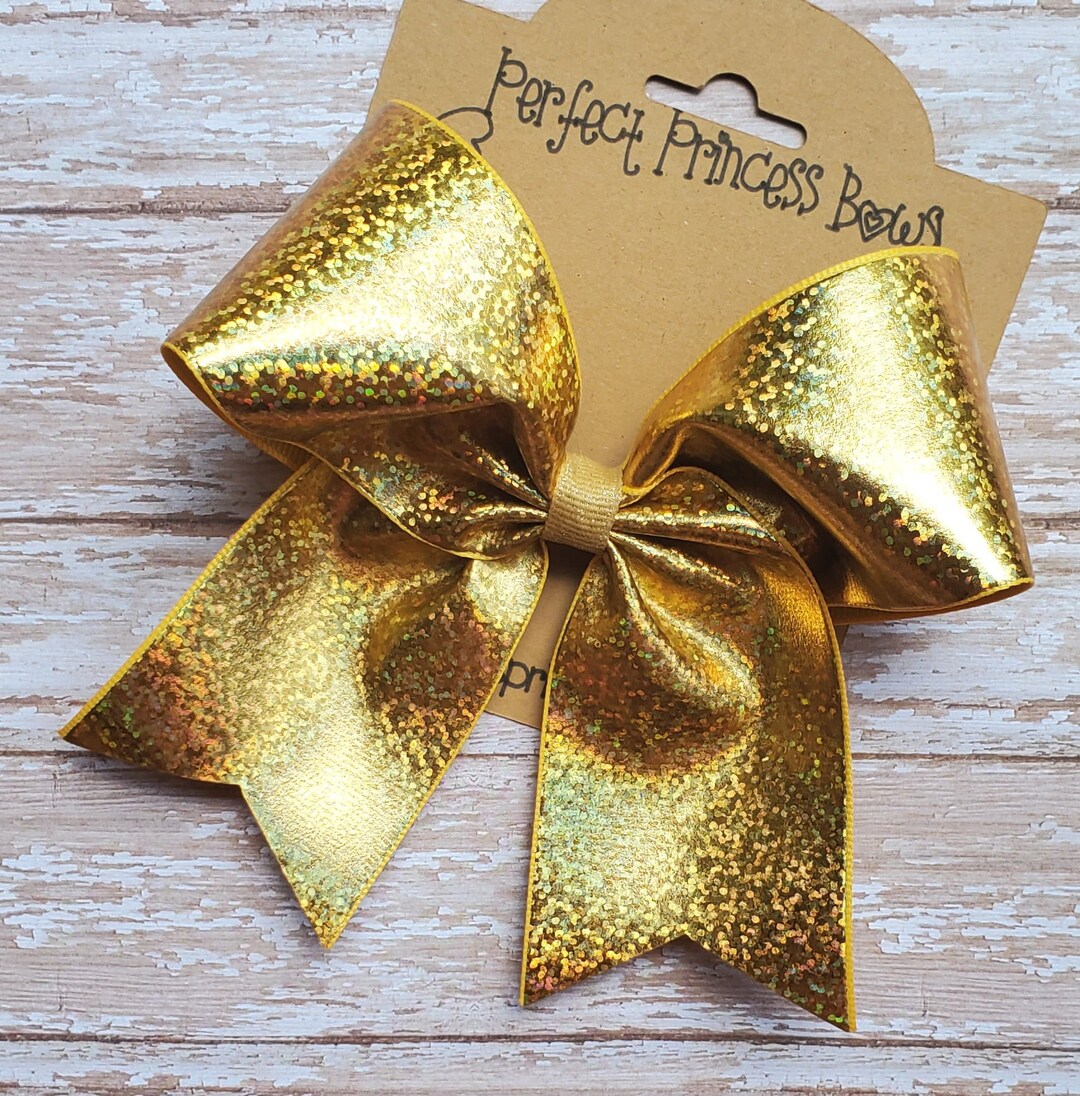 Med. 5 Inch Holographic Gold Cheerleader Grosgrain Ribbon Cheer Style ...