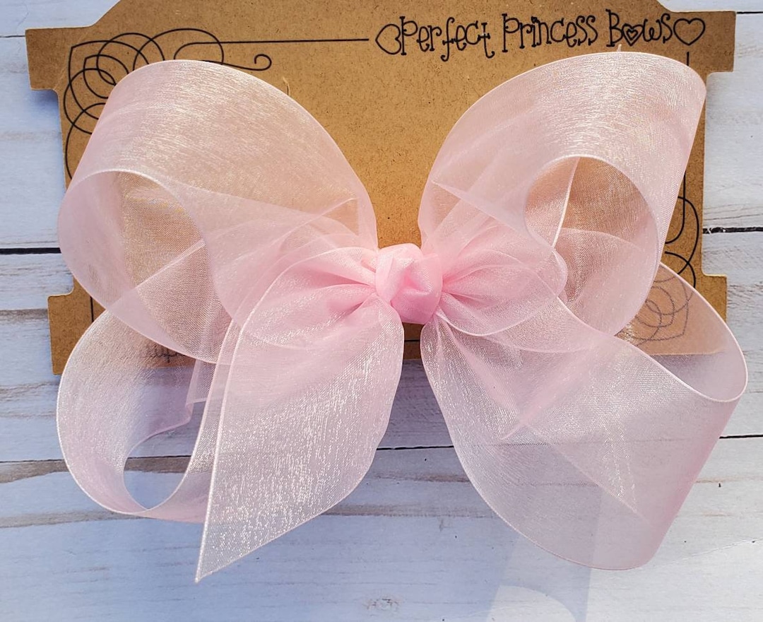 X Large KING Size Sheer Organza Hair Bow in Light Pink - Etsy
