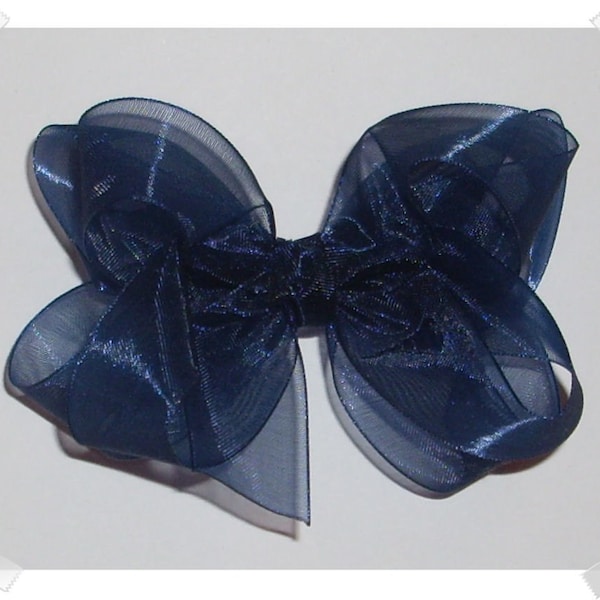 Navy Blue Hair Bow - Etsy