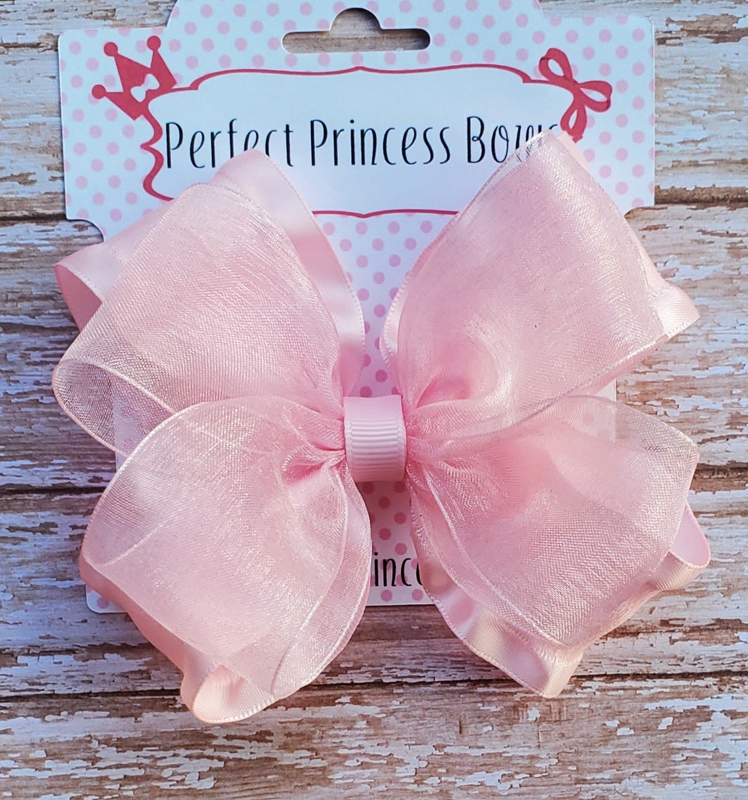 Medium 4 Inch Double Layer Organza and Satin Ruffle Ribbon Hair Bow in ...