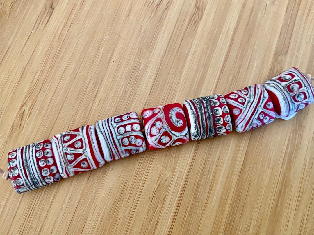 Made to Order SILVERED RED TRIBE 7 Bright Red and Silvered Ivory Matte ...