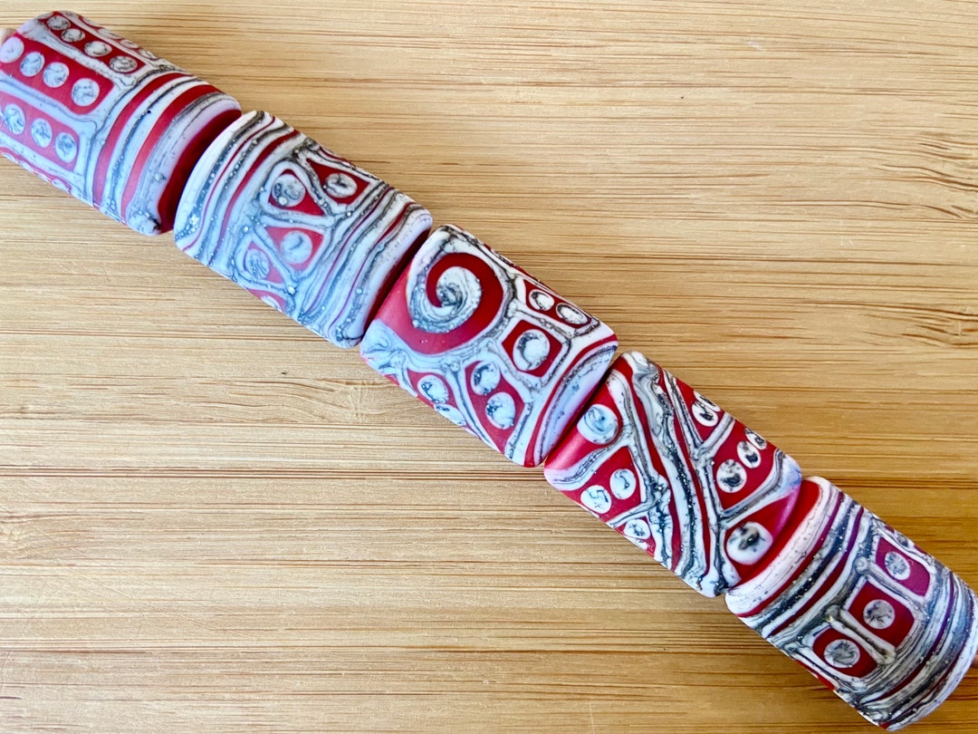 Made to Order SILVERED RED TRIBE 5 Bright Red and Silvered Ivory Matte ...
