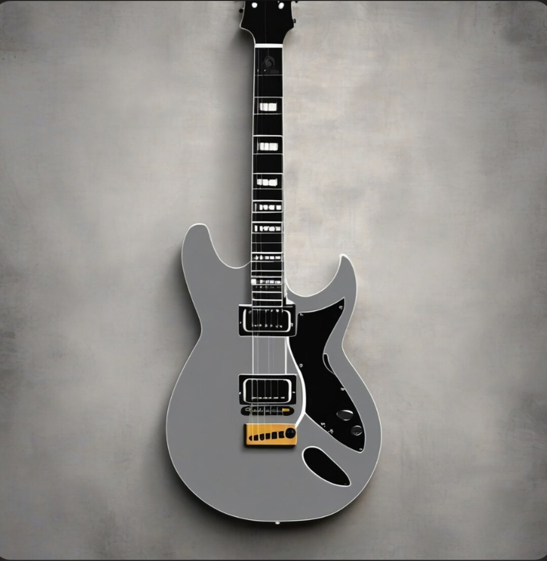 Electric Quitar With Grey Background Digital Art Wall - Etsy