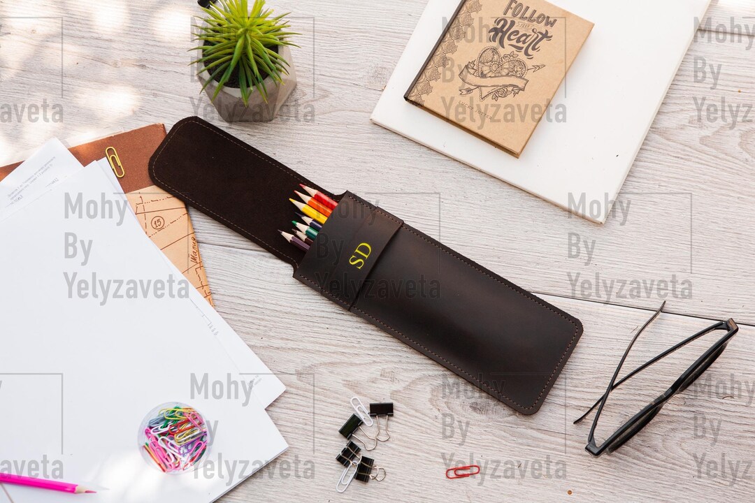 Custom Leather Pencil Pouch, Personalized Pencil Pouch, Handmade Pencil ...