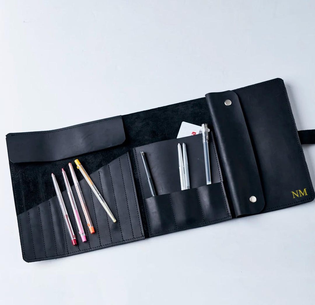 Leather Pencil Roll Personalized, Leather Pencil Organizer, Pencil Roll ...