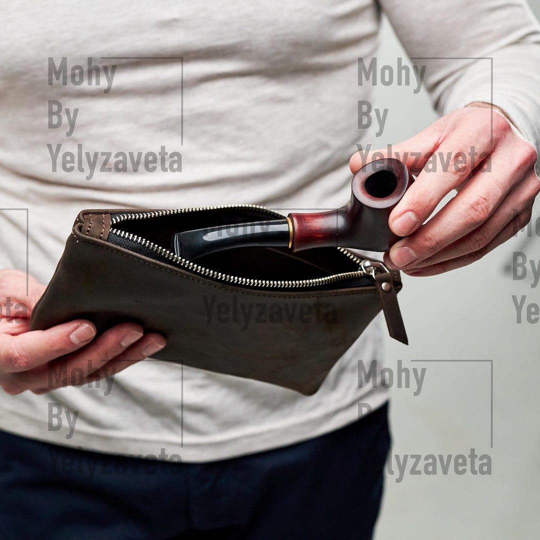 Custom Leather Pipe Pouch, Personalized Pipe Case, Zipper Pipe Pouch ...