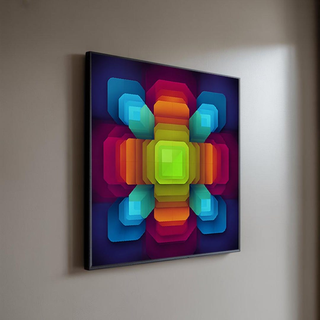 Lenticular Op Art – “spectrum Bloom” Geometric Optical Illusion Wall ...