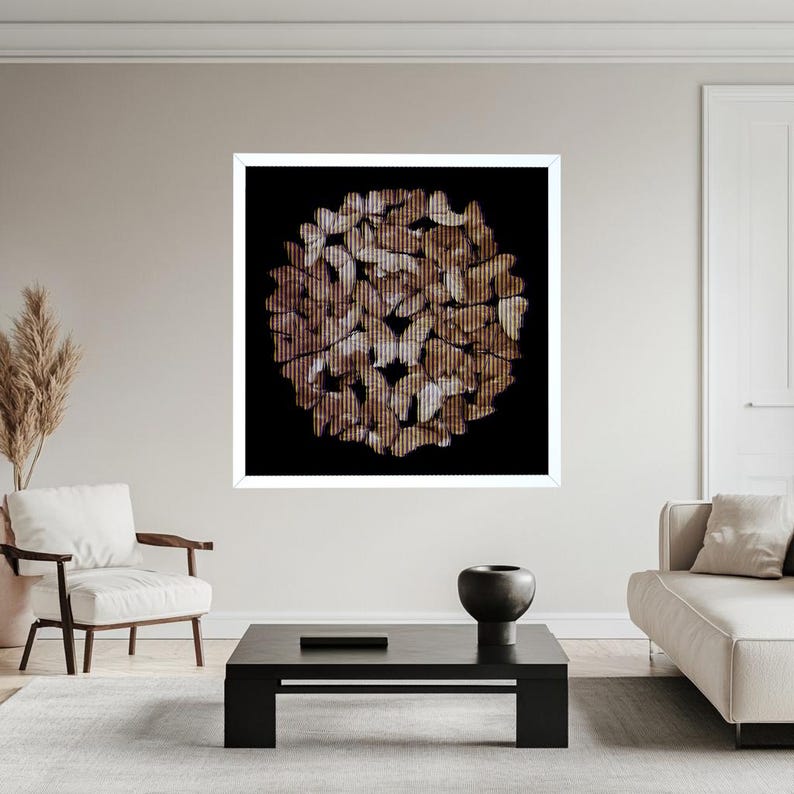 Lenticular Wall Art – Golden Metamorphosis Butterfly Sphere, Kinetic ...