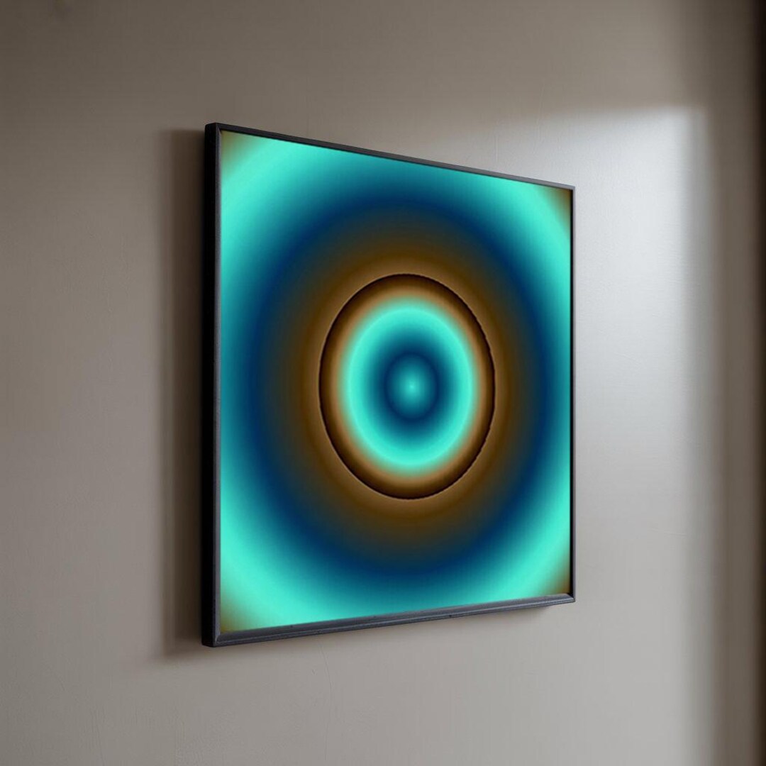 Wall Art, Teal and Bronze Gradient Sphere, Modern Optical Illusion ...