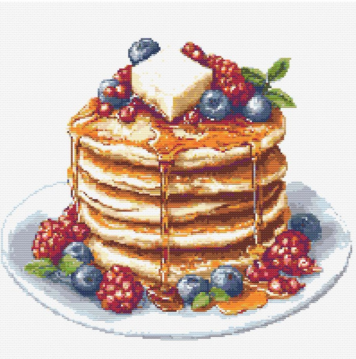 Pancakes Cross Stitch Pattern PDF | Cute Breakfast Embroidery | Instant Download - Etsy