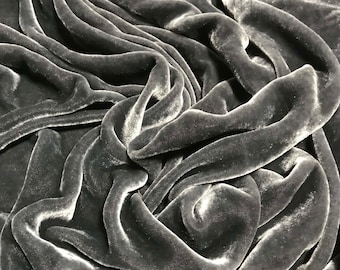 Grey velvet fabric | Etsy