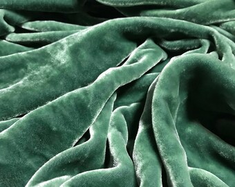 Green velvet fabric | Etsy