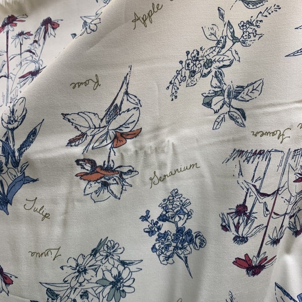 Botanical Blue Fabric - Etsy