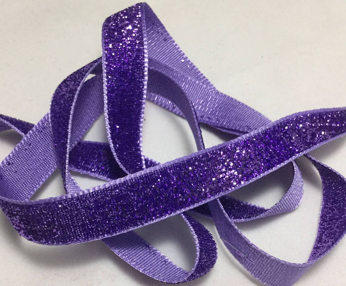 French VELVET Ribbon Lurex Metallic PURPLE by the Yard 13mm | Etsy