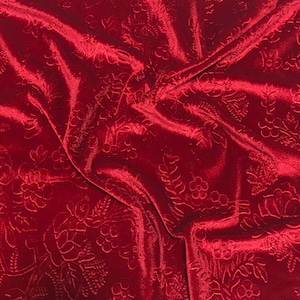 Scarlet Red Floral Branches - Embossed Stretch Poly Velvet Fabric - Etsy