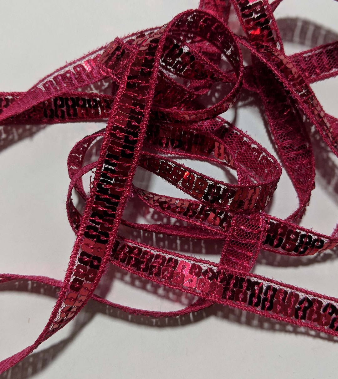 RUBY RED French Metallic Double Row Sequin Ribbon (10mm/ 3/8" Wide) - Etsy