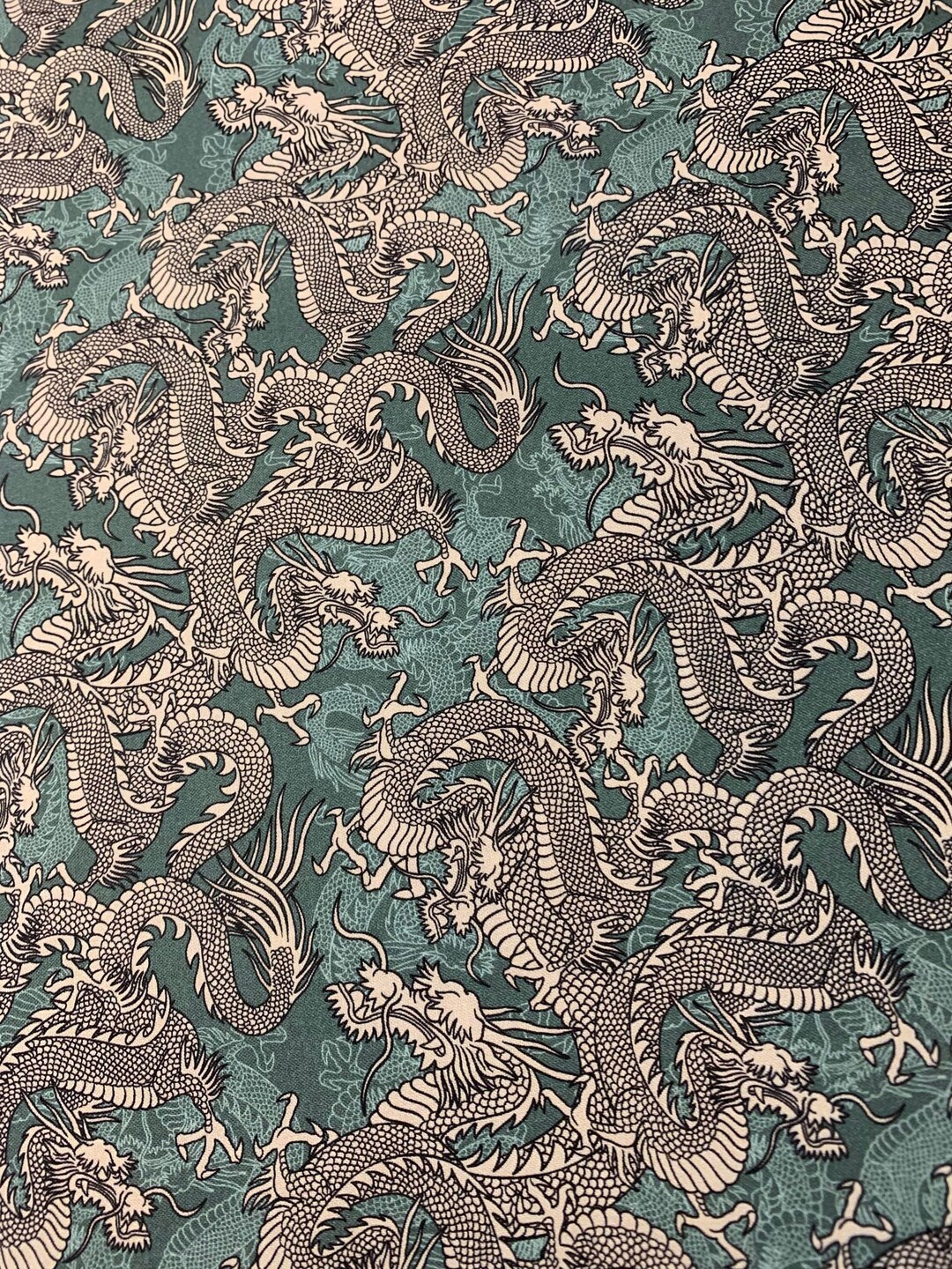 Kimonos & Koi - Japanese Dragons Teal - Paintbrush Studio Cotton Fabric ...