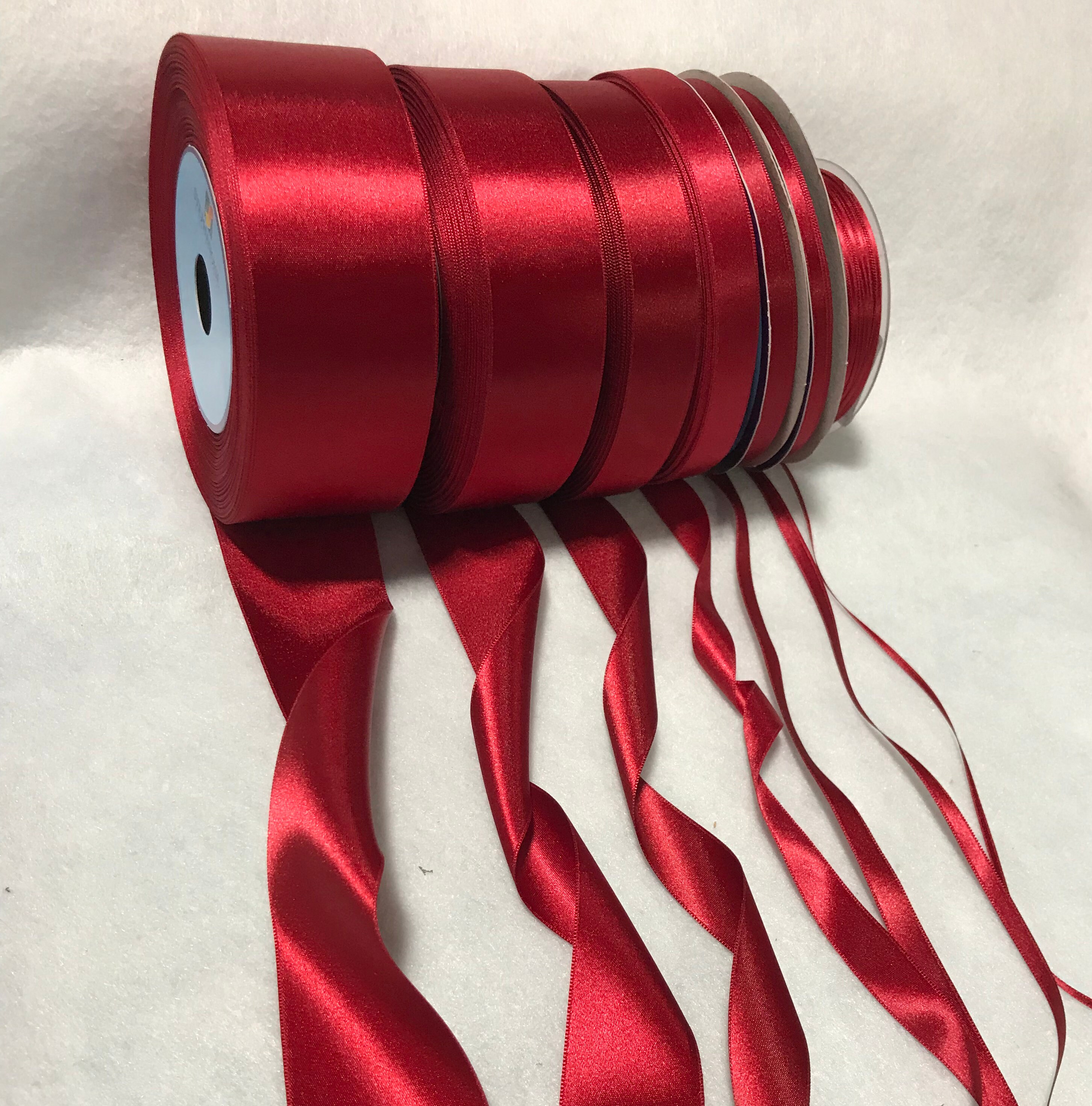 Burgundy Red Double Sided Satin Ribbon - Made in France (7 Widths to ...