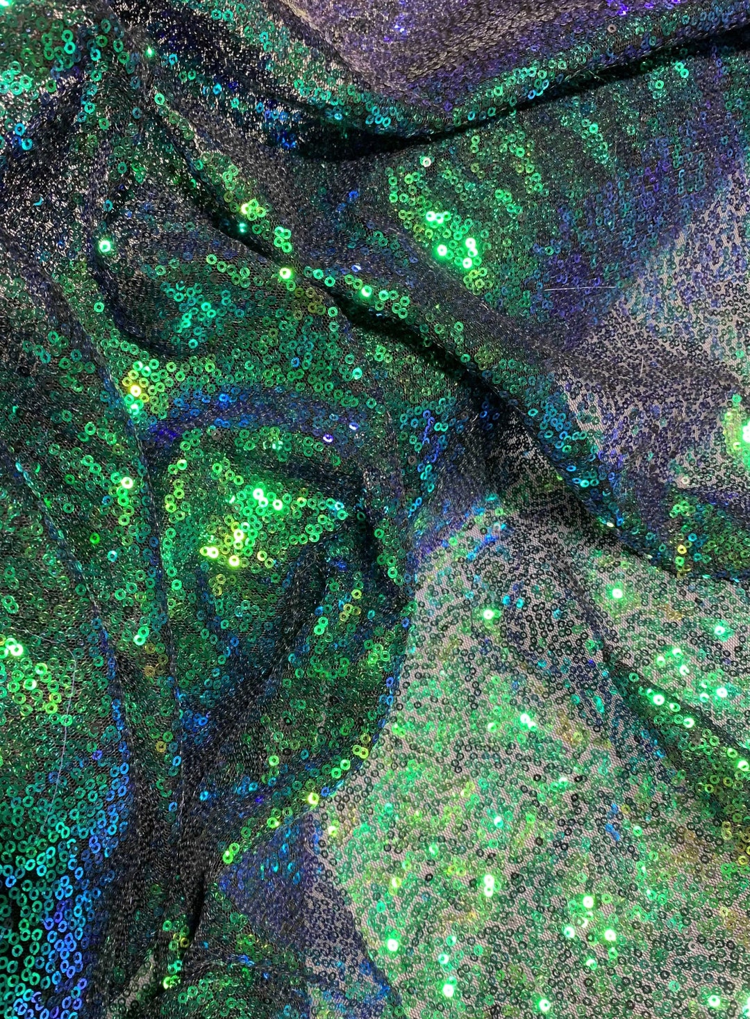 Iridescent Purple/green - Sequin Spangle Sewn on Mesh Fabric - Etsy