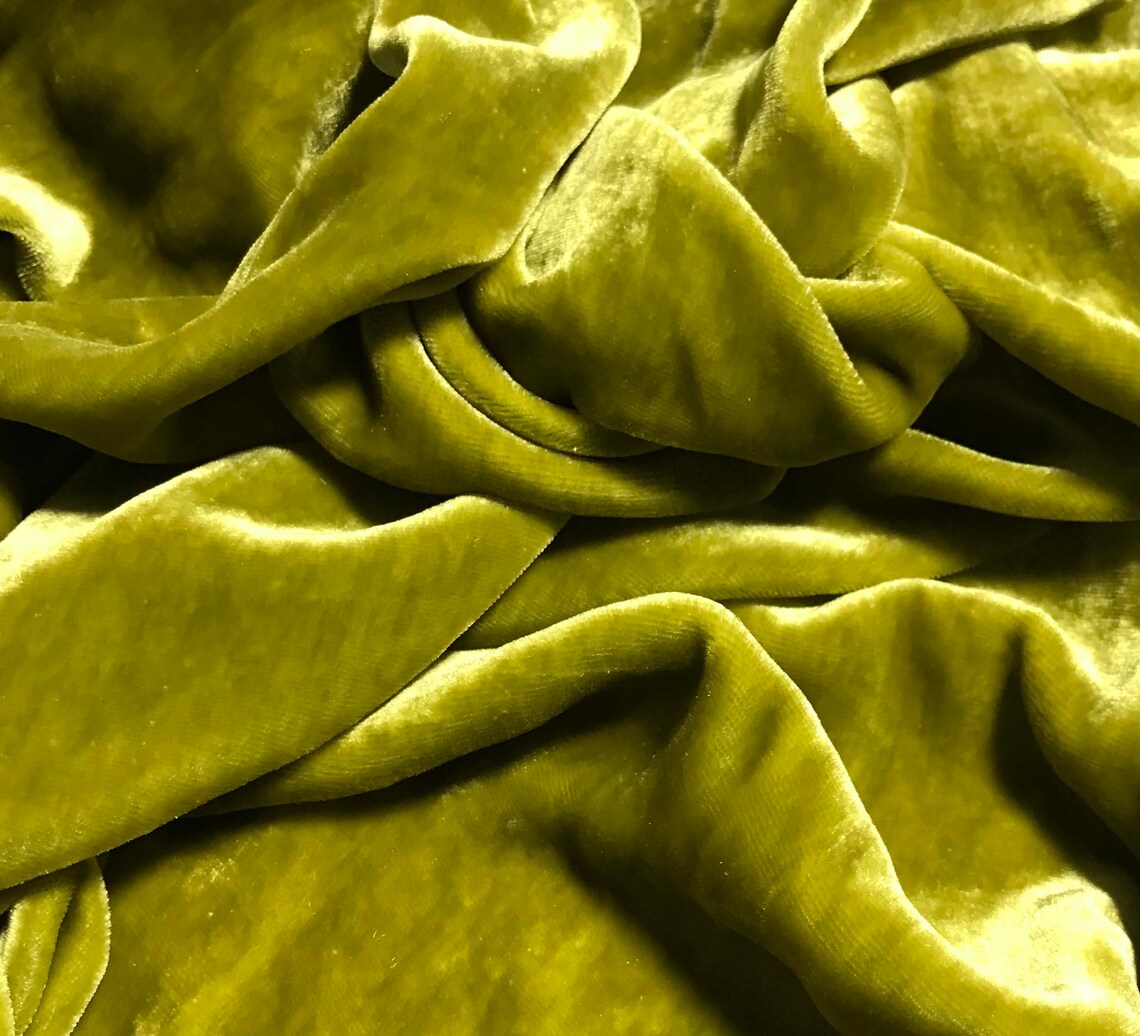 GOLDEN OLIVE Silk Velvet Fabric | Etsy