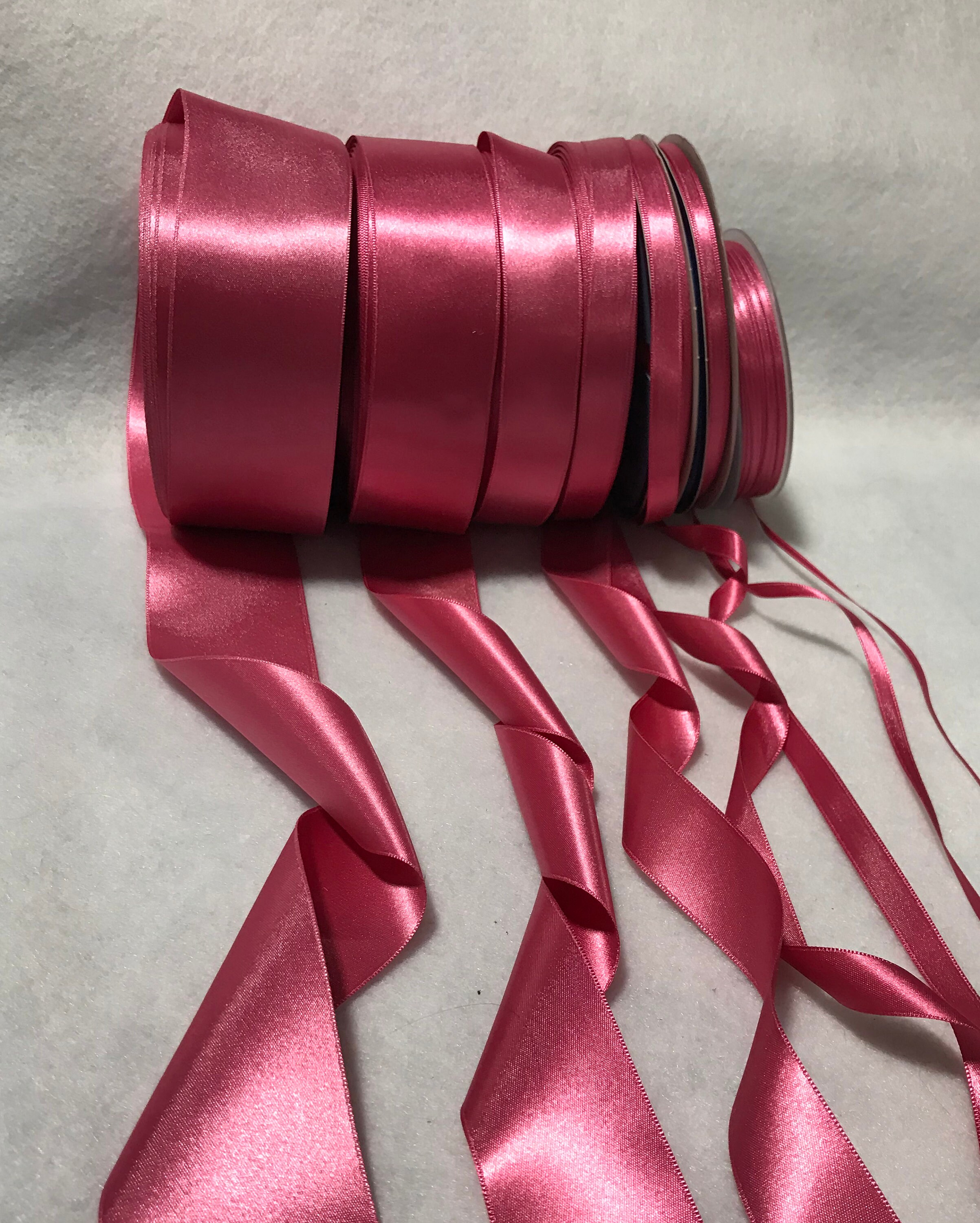 Rose Pink Double Sided Satin Ribbon Made in France 7 Widths | Etsy