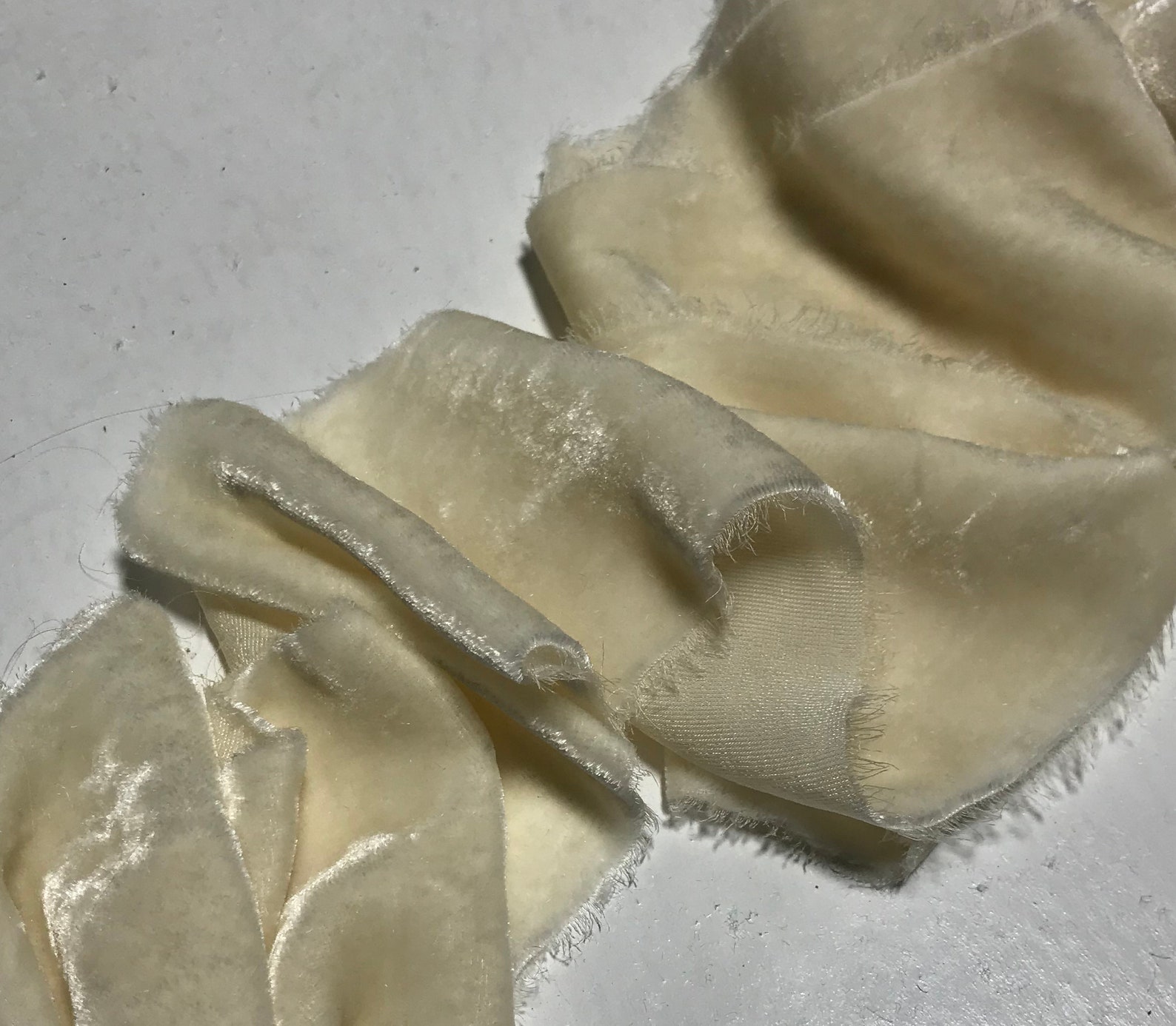 Hand Dyed Ivory Silk Velvet Ribbon 4 Widths to Choose From | Etsy