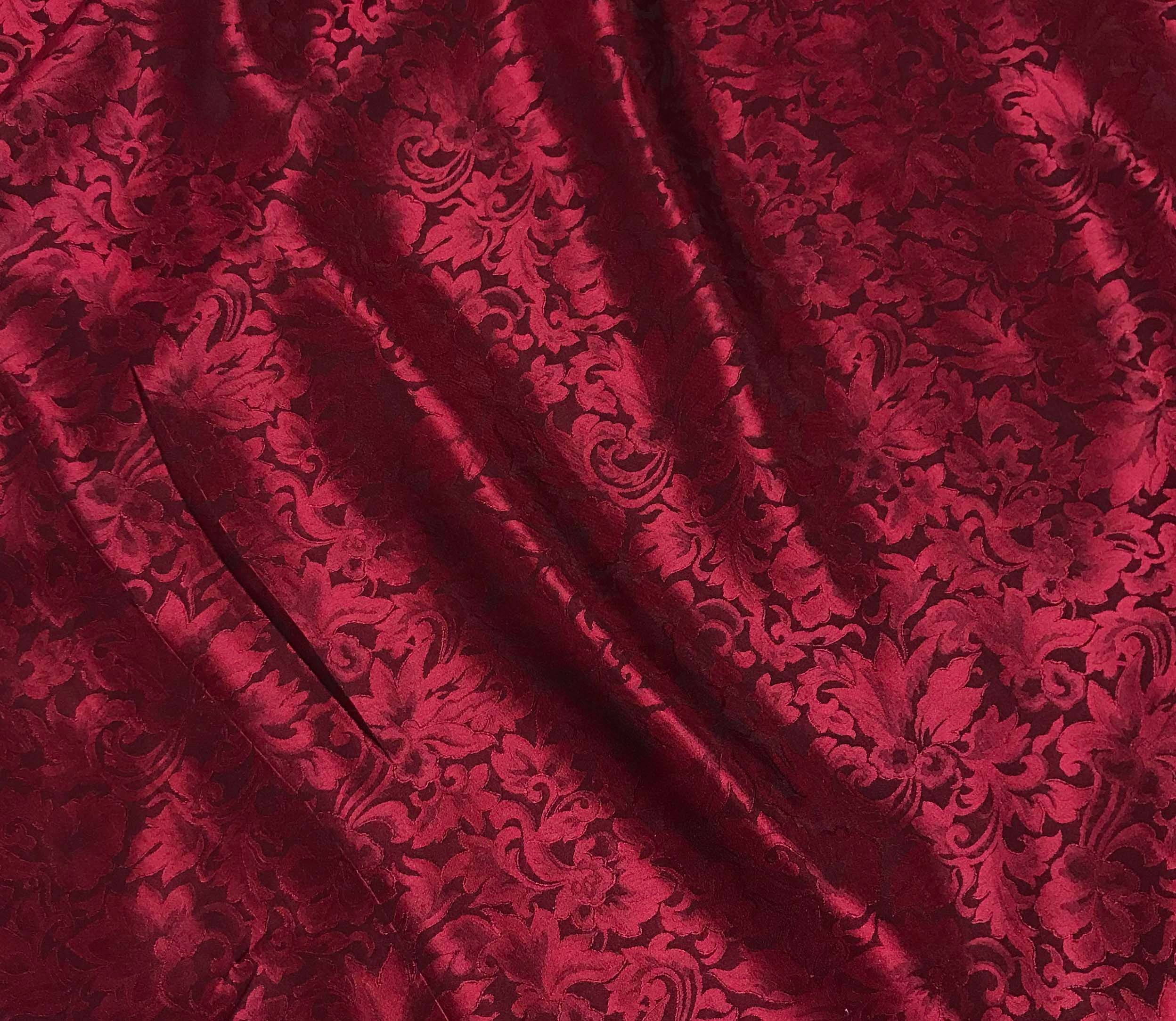 Burgundy Red Baroque Scroll - Silk Jacquard Fabric - Etsy