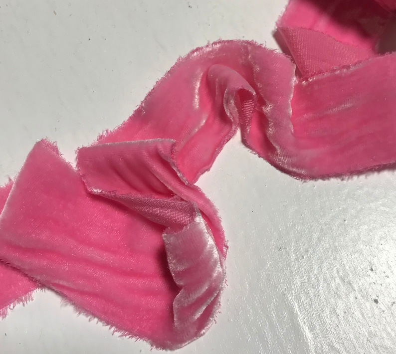 Hand Dyed Ballerina Pink Silk Velvet Ribbon ( 4 Widths to Choose From ...