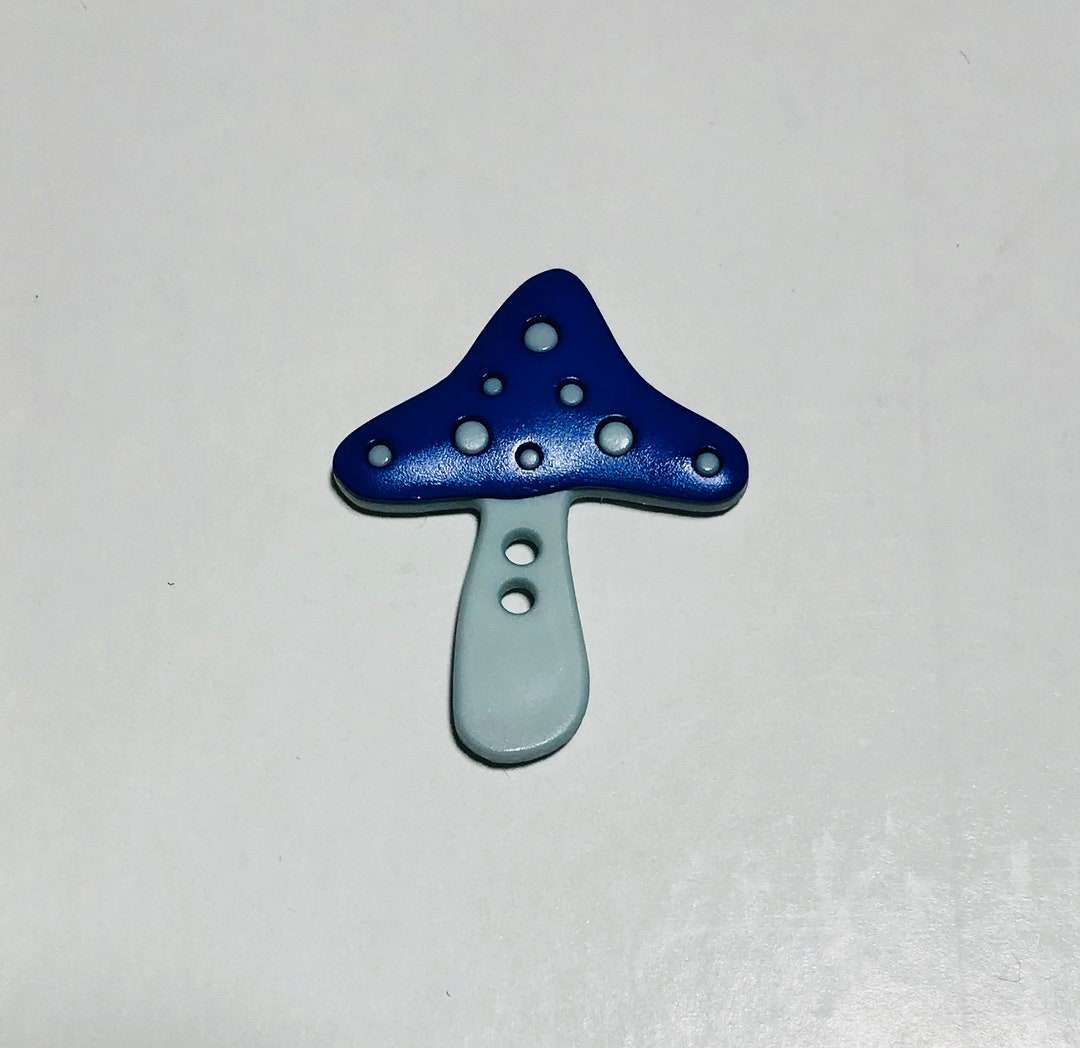 Blue Mushroom Plastic Button 25mm / 1 Dill Buttons - Etsy
