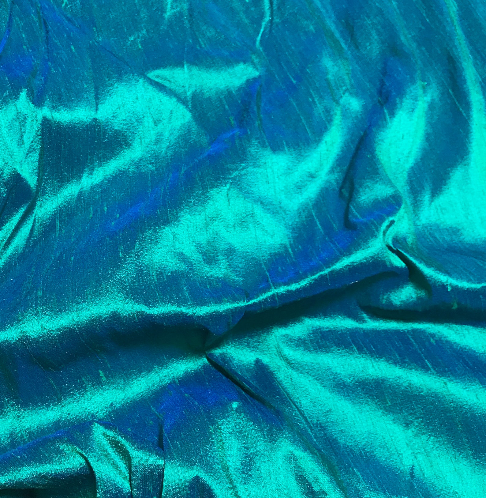 Peacock Blue Green Silk Dupioni Fabric - Etsy
