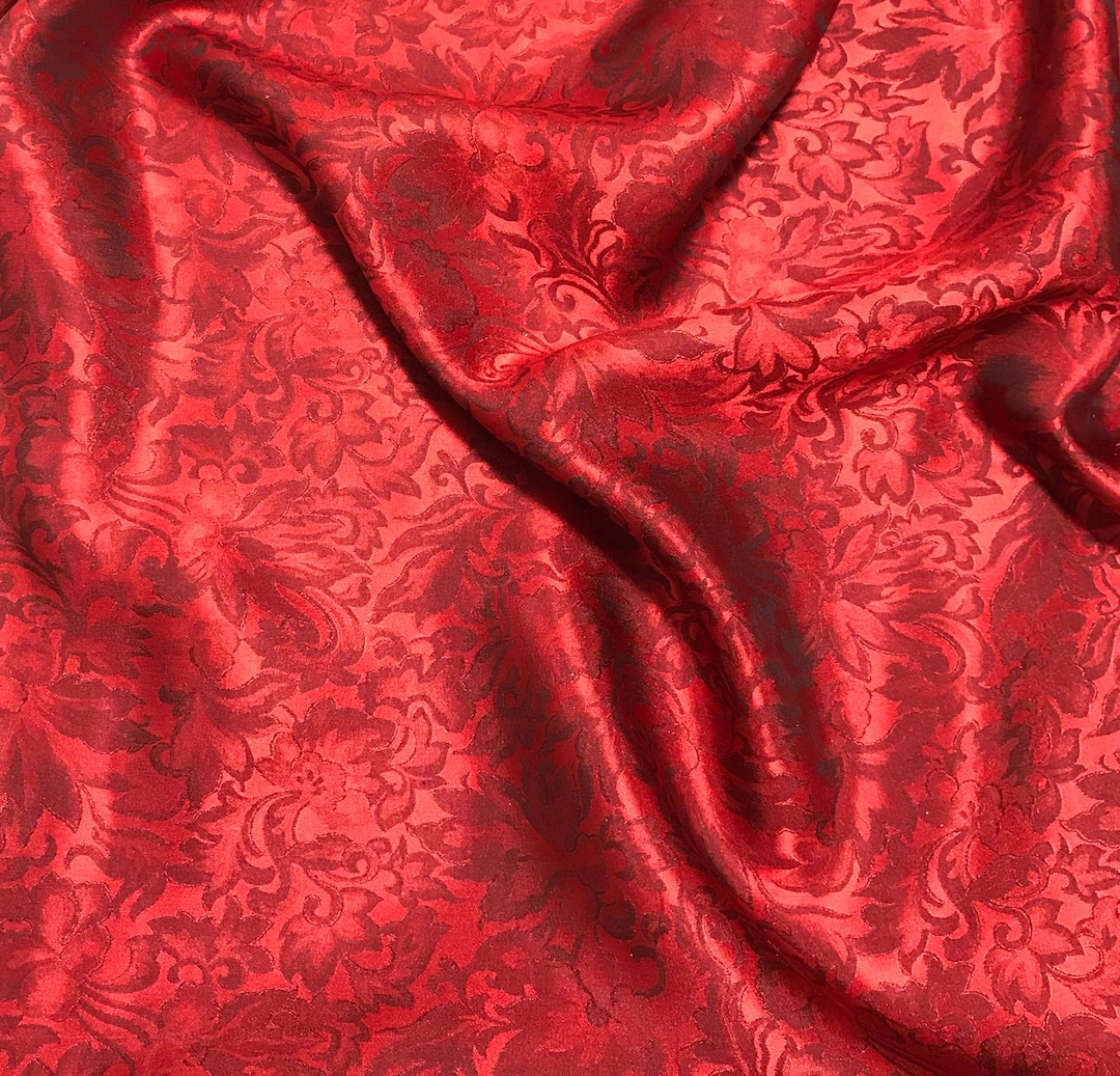 Red Baroque Scroll - Silk Jacquard Fabric - Etsy
