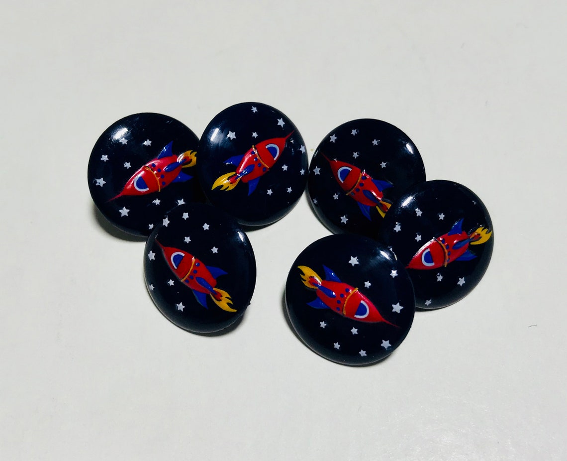 Space Rocket Ship Plastic Button - 15mm / 5/8" - Dill Buttons Brand ...