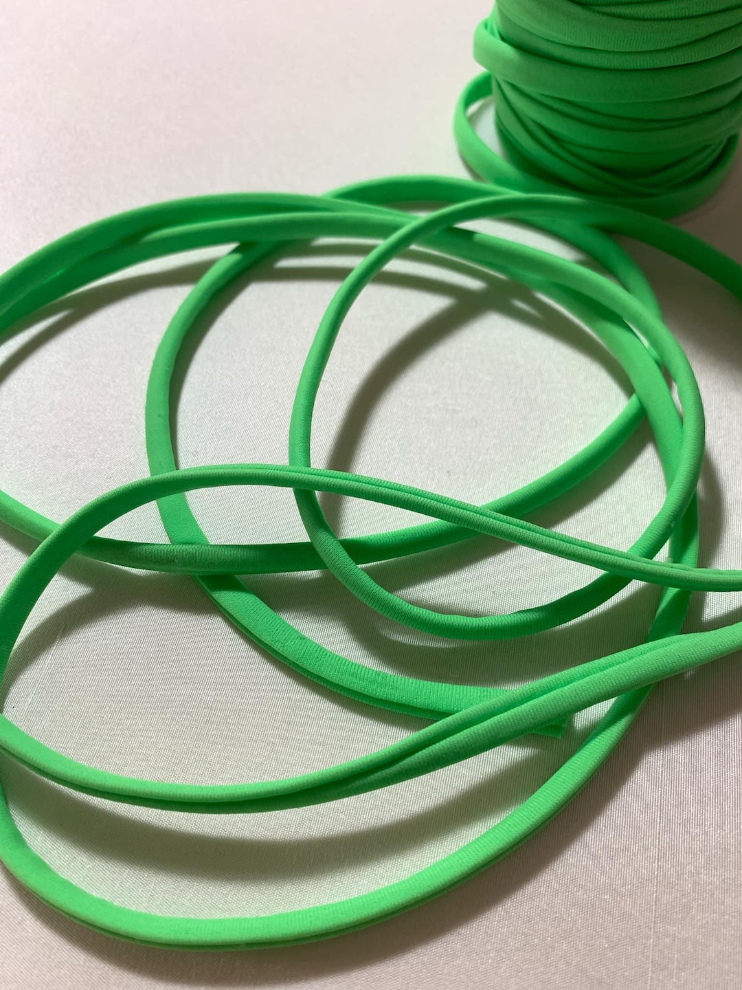 Neon Green Stretch Tubular Spaghetti Strap Cording Tubing Trim - 1/4" X ...