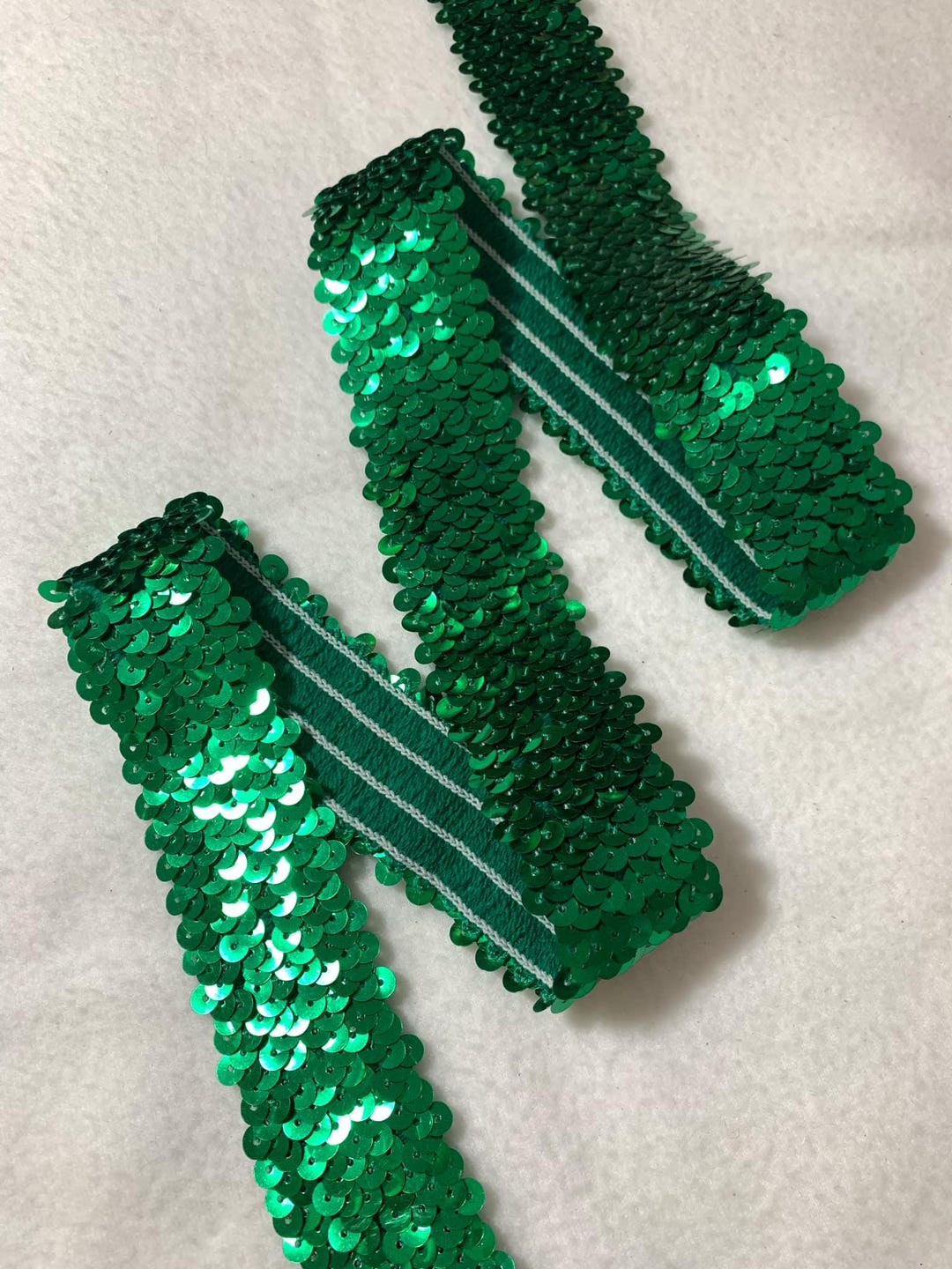 Emerald Green Sequin Stretch Elastic 1-1/4" Wide Trim - 2 Yards - Etsy