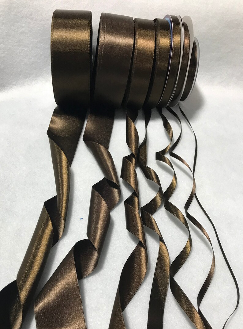 Chocolate Brown Double Sided Satin Ribbon - Made in France (7 Widths to ...