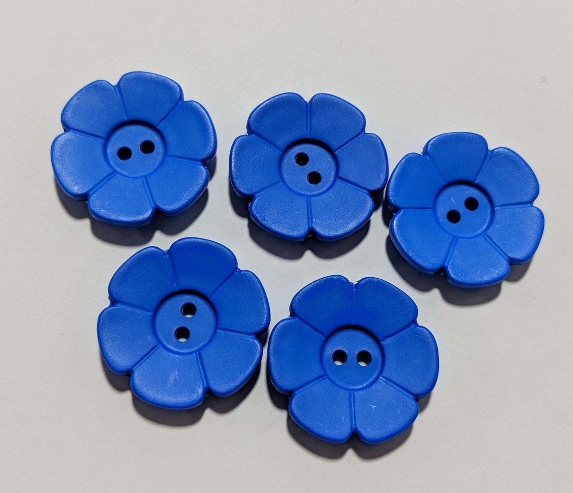 Daisy Royal Blue Flower Plastic Button 28mm / 1 1/8 Inch | Etsy