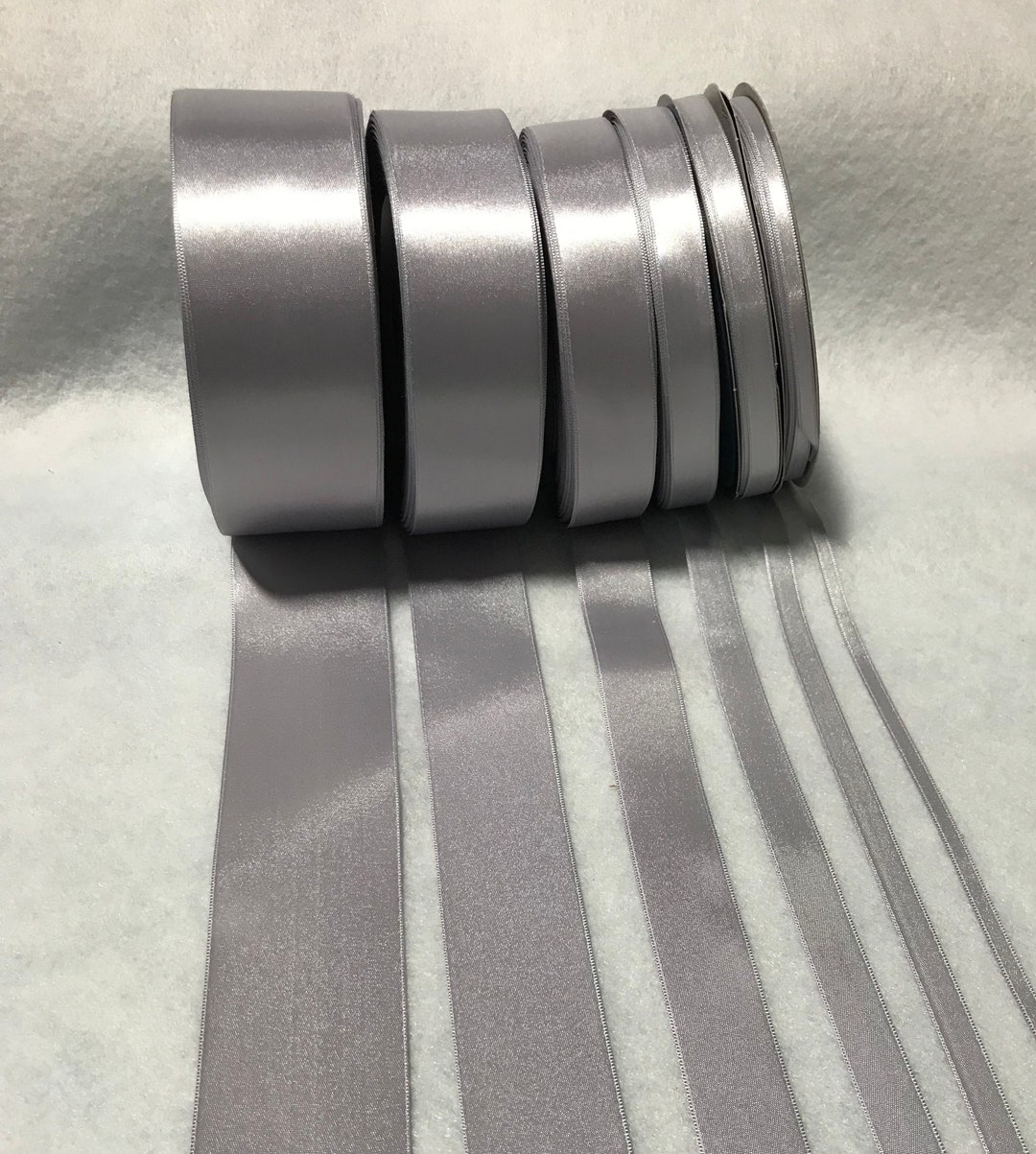 Silver Double Sided Satin Ribbon - Made in France (6 Widths to Choose ...